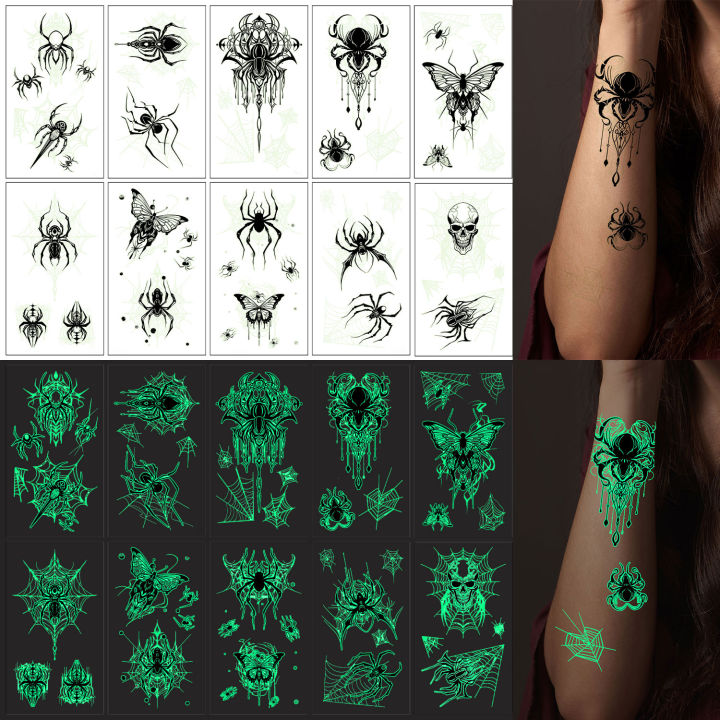 Halloween Glow in the Dark Temporary Tattoos (10 Sheets), Luminous ...