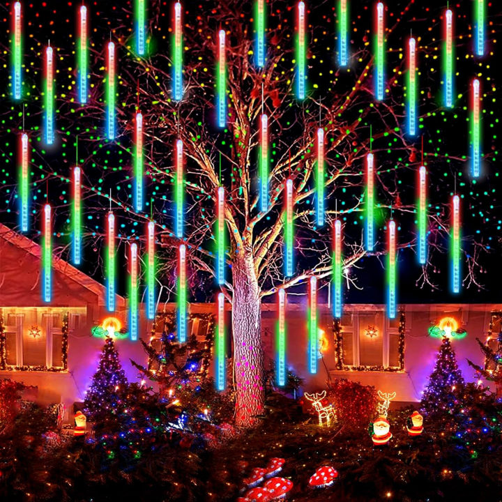 Meteor Shower Lights 192 LED Falling Rain Lights 30cm 8 Tubes rain Drop ...