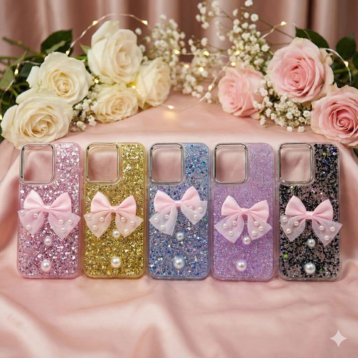 Oppo A6 Pro Stylish Glitter Bowtie Case Durable Fancy Ladies Cover ...