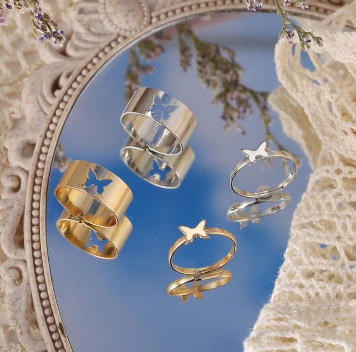 2pc Butterfly Couple Ring/FriendShip Couple Ring/korean Ring By BSM ...