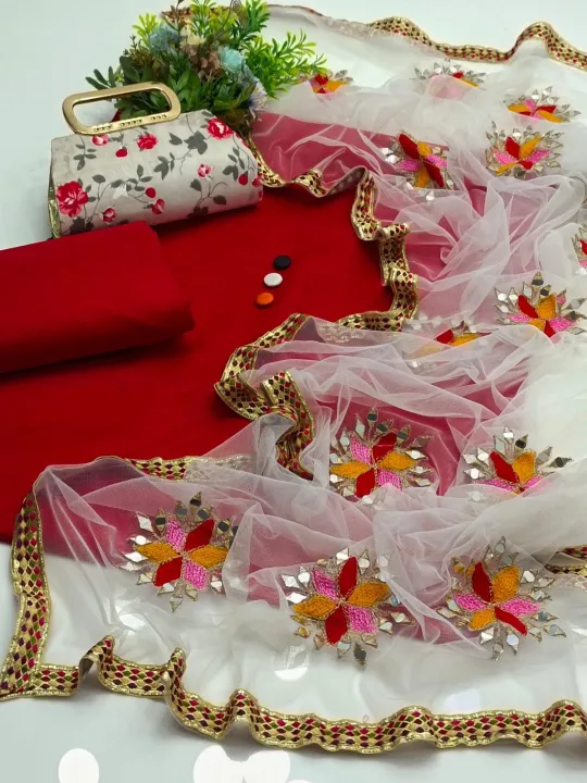 Trendy New Fency 4pc Dress with Free Floral Purse 👛👛 | Daraz.pk