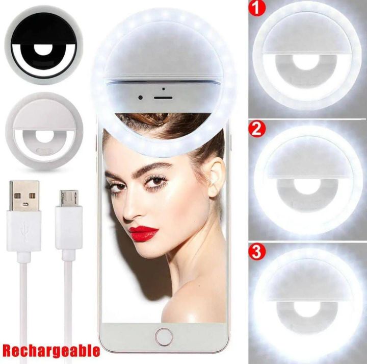 Portable LED Selfie Ring Light for All Smartphones | Mini Reachargeable ...