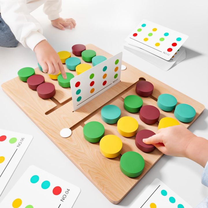 Color Matching Kids Game Montessori Sliding Puzzle Board Memory Game ...