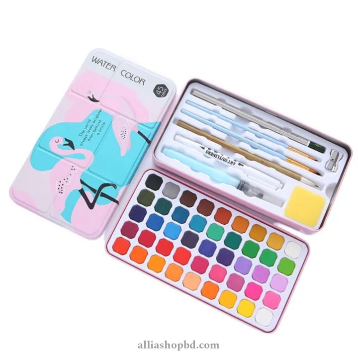 Keep Smiling Solid Pigment Water Color Set 45 Colors (Silver Box ...