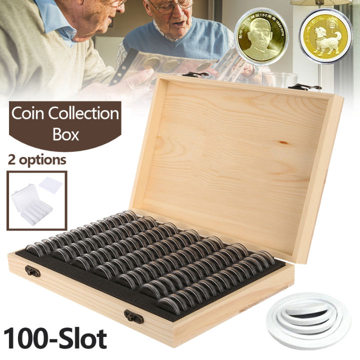 100Pcs Clear Coin Capsule Universal Coin Storage Box With Adjustment ...