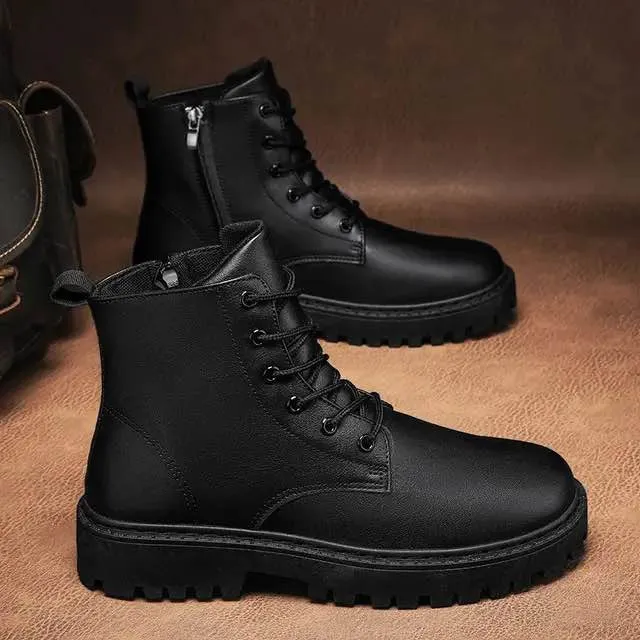 Black Leather Martin Boot With Zips In Premium Quality | Daraz.com.np