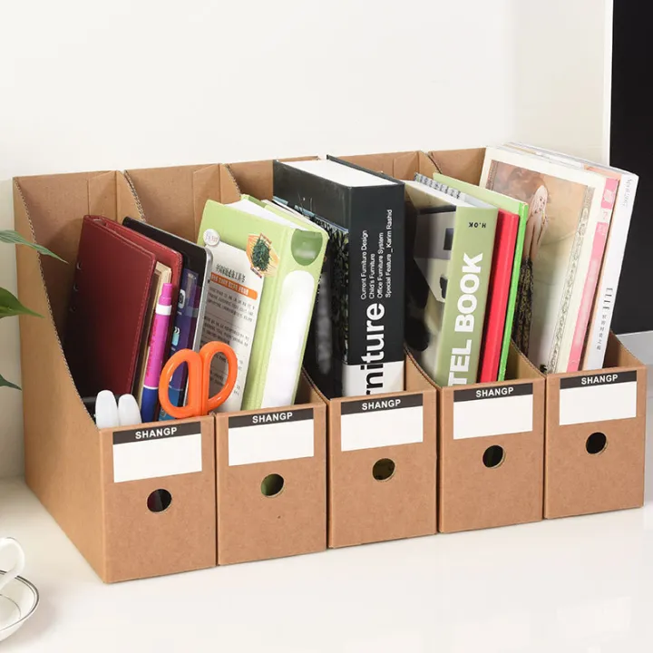 5pcs Magazine Files Kraft Paper File Holder Cardboard Standing Magazine ...