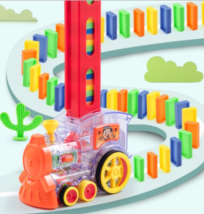 Automatic Domino Brick Laying Toy Train Domino Train Toy Set With 80 ...