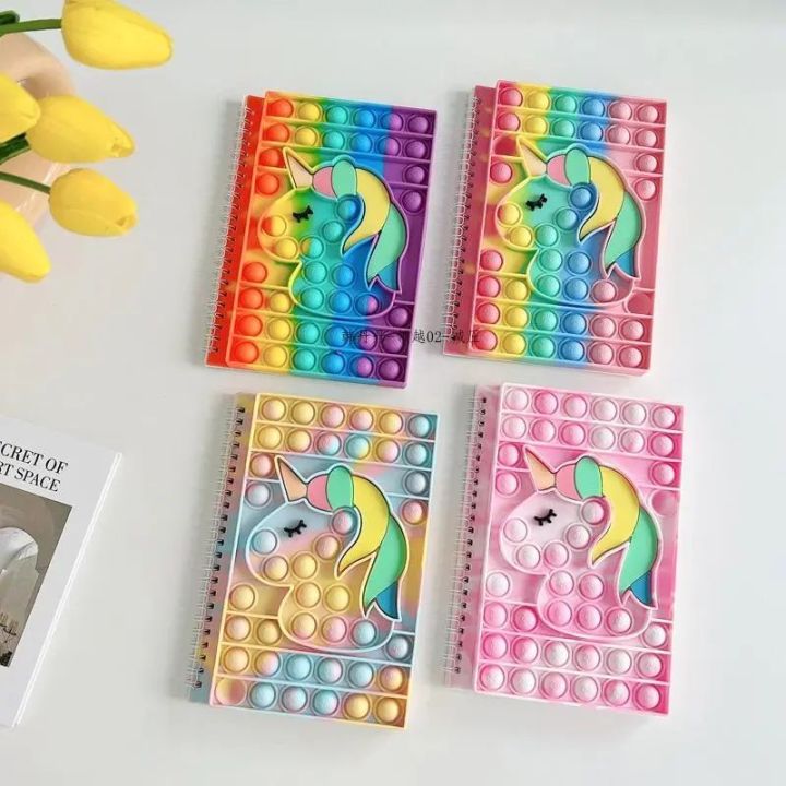 Pop It Notebook with Unicorn Shaped Mini Write Paper Spiral Diary ...