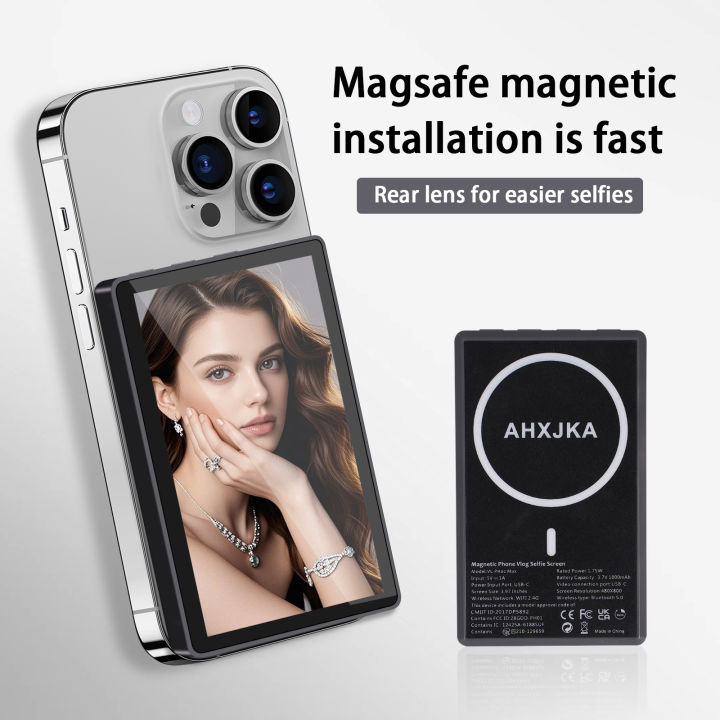 AHXJKA U50 Magsafe Phone Monitor for Selfie Vlog Video Live Streaming ...