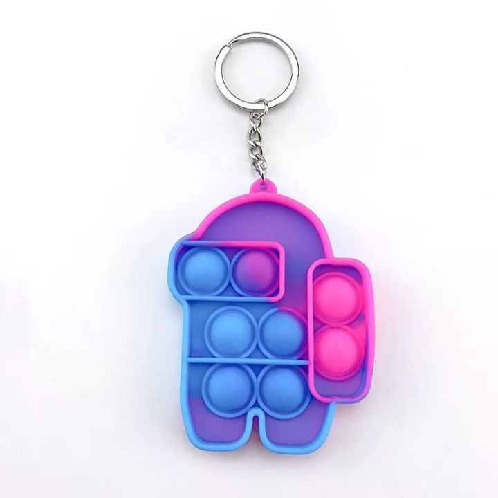 Fidget Bubble Keychain Simple Dimple Squishy Mini Silicone Cartoon Anti ...