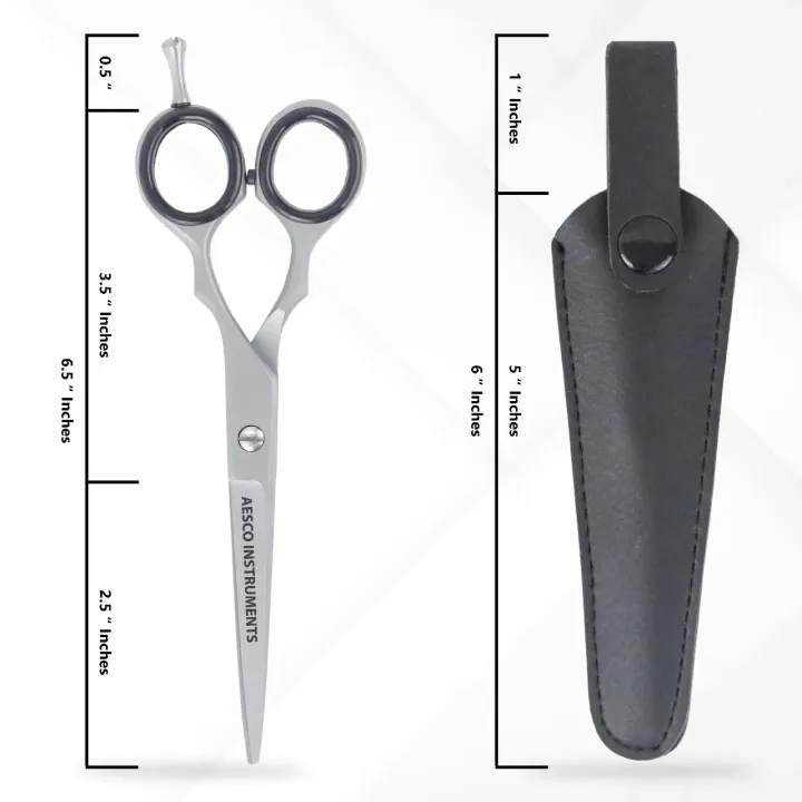 AESCO INSTRUMENTS barber scissors Pu leather case for scissors safety and protection button ...
