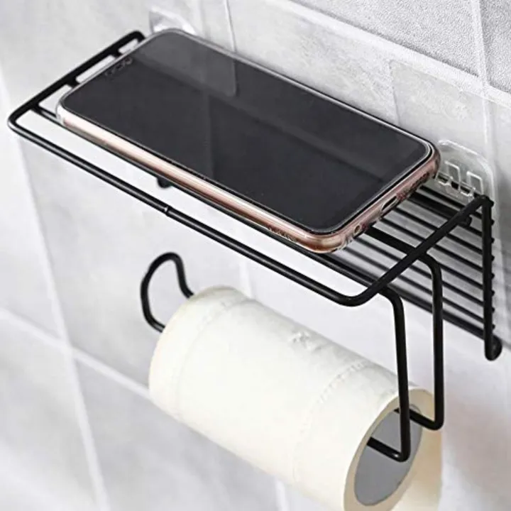 Self Adhesive Tissue Toilet Paper Holder Storage with Shelf Tissue ...