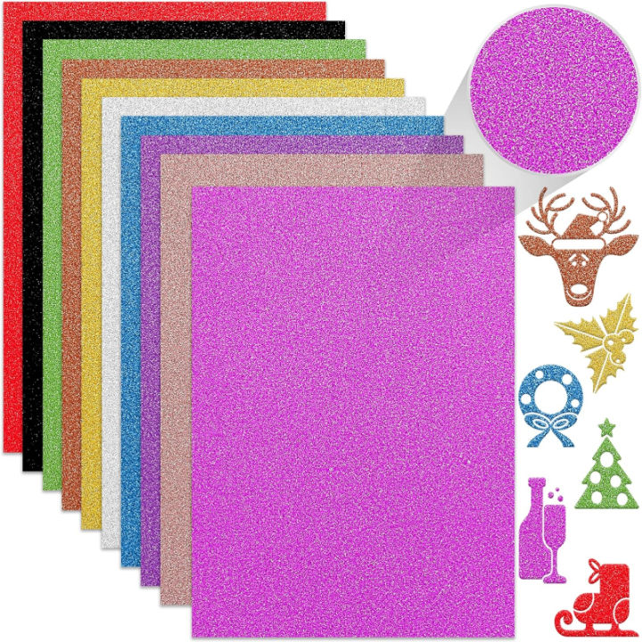 25 Sheets Colored Glitter Cardstock Paper 250G A4 Premium for Scrapbook ...