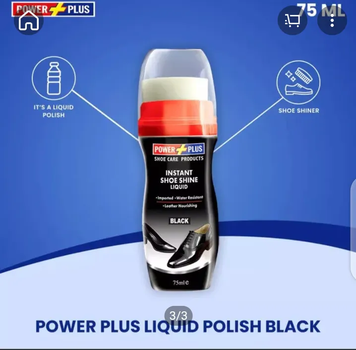 power plus Liquid Shoe Polish - Black Instant Shine Shoe Polish with ...