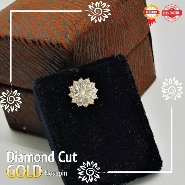 Nose Pin Diamond Cut Gold Nosepin For Women With Premium Quality Nakful ...
