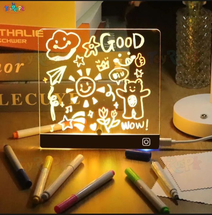LED Writing Board for Kids & Adults | 7-Color Neon Light Message Board ...