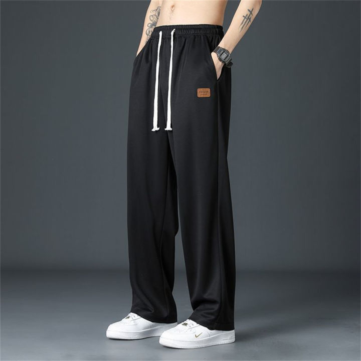 Black Straight Pants for Men's Summer Wide Leg Pants Casual Harajuku ...