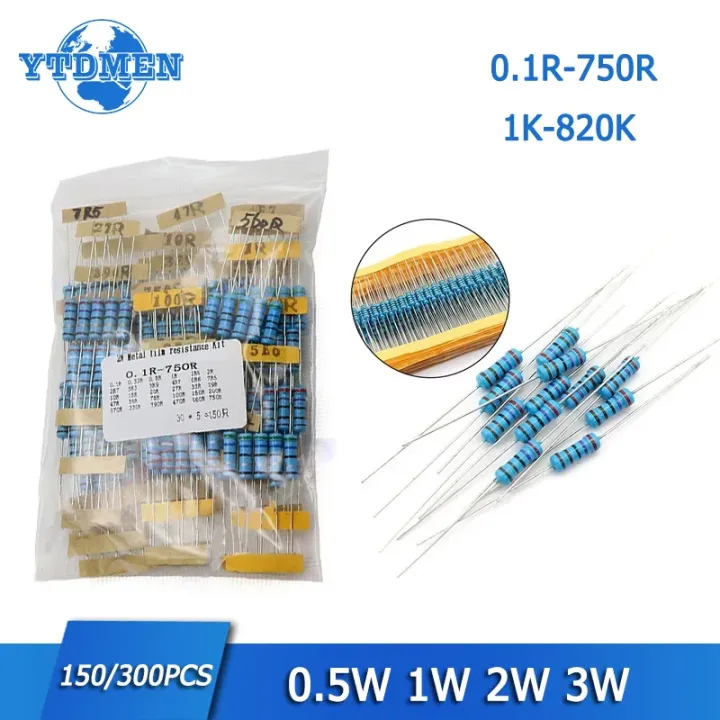 150/300PCS Resistor Set 1/2W 1W 2W 3W Metal Film Resistors Assortment ...