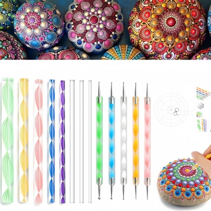 Mandala tools 13pcs/8pcs/5pcs diy graffiti embellishment drawing stick ...