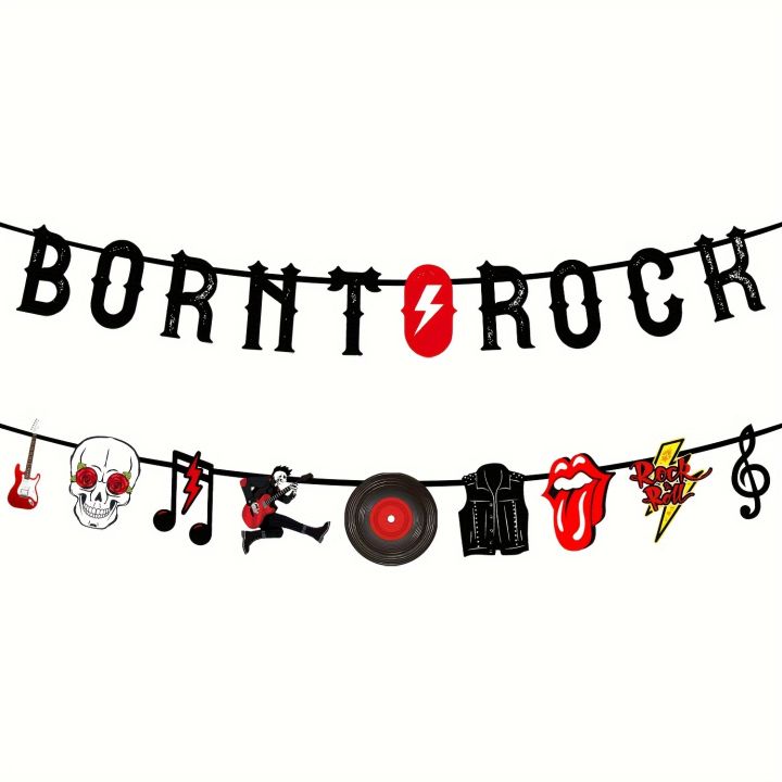 Born to Rock Glitter Banner with Music Note Garland 1950's Rock and ...