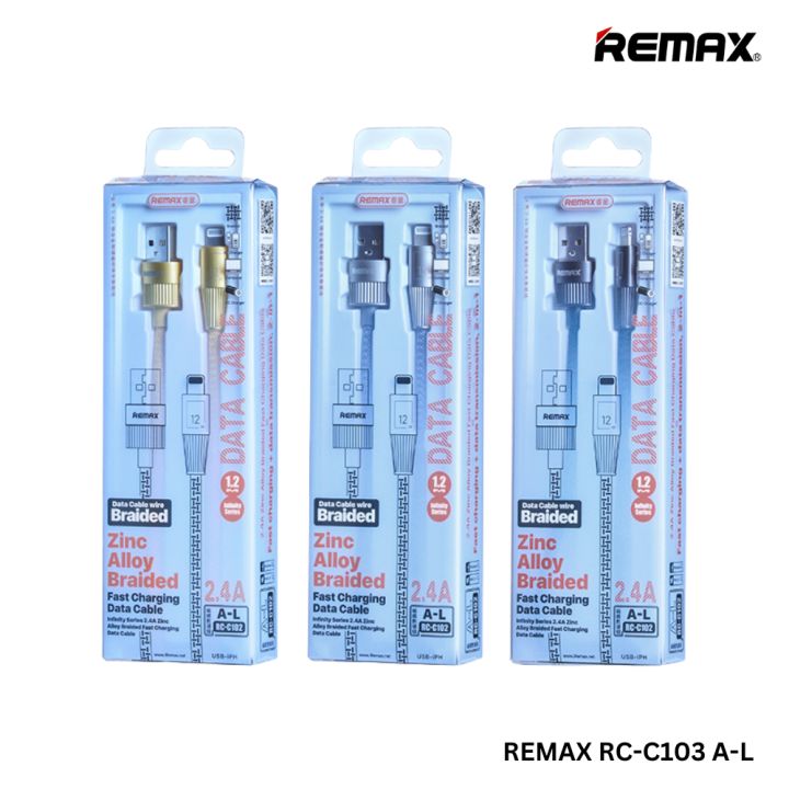 REMAX RC-C102i Infinity Series 2.4A Zinc Alloy Braided Fast Charging ...