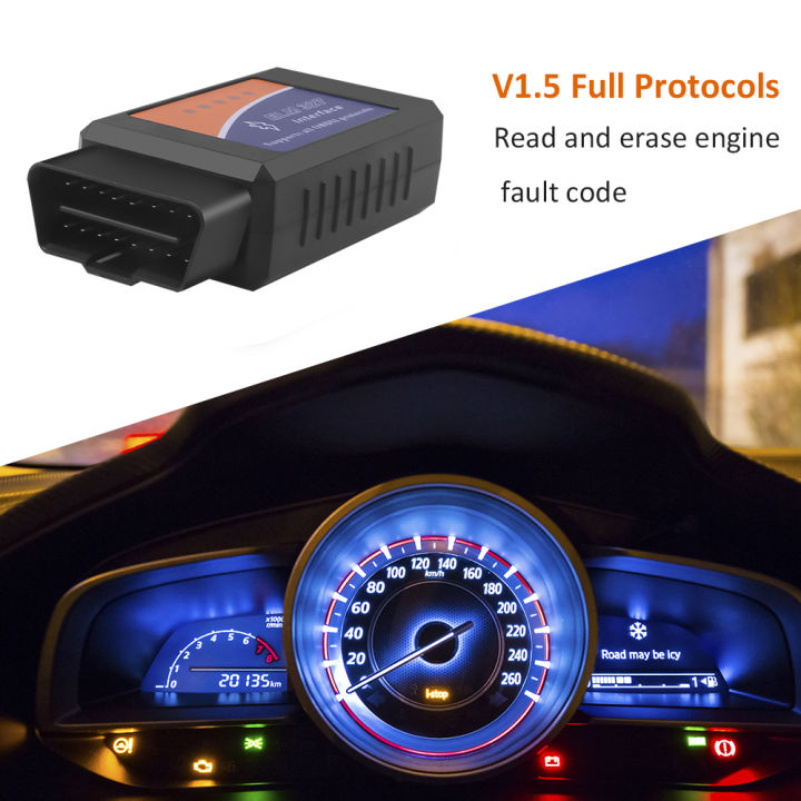 V1.5 V2.1 OBD ELM327 Bluetooth OBD2 OBDII CAN BUS Check Engine Car Auto ...
