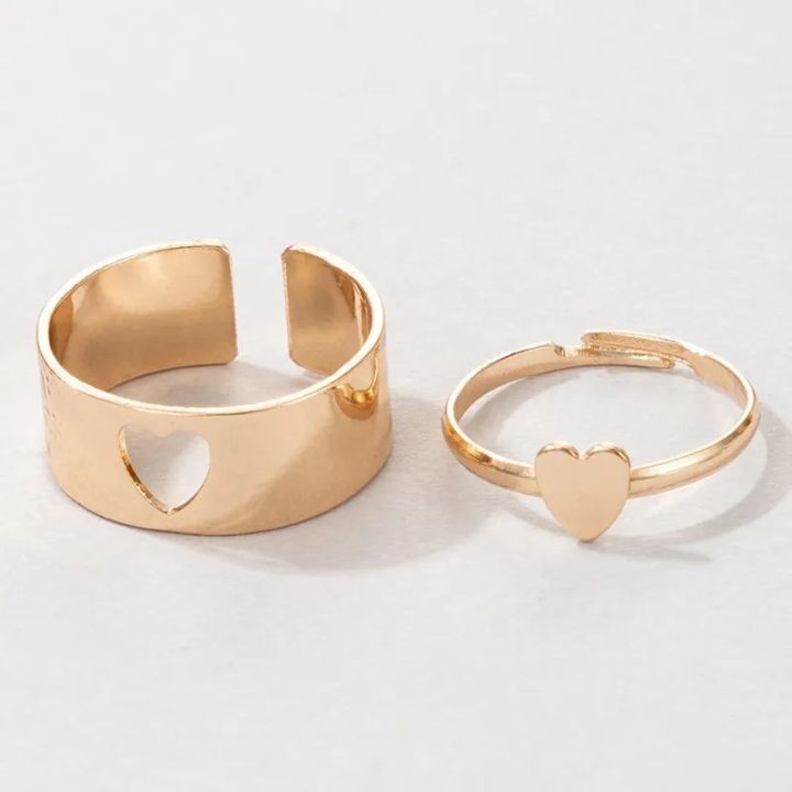 Couple's Gold Plated Matching Rings Set - Lover's Promise Jewelry ...