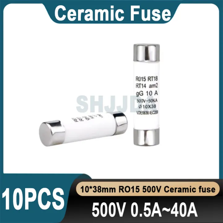 10Pcs 10x38mm Ceramic Fuse 10*38mm 500V 500MA 0.5A 1A 2A 3A 4A 5A 6A 8A ...