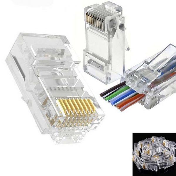 RJ45 Male Connector 8 Pin Cat5e Cat6 Internet Cable Connecter Internet ...