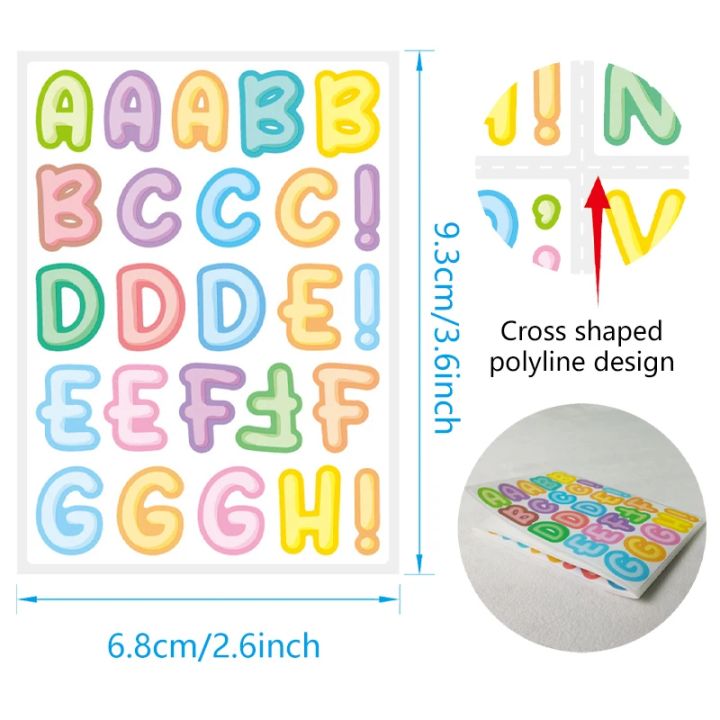 Color English Letter DIY Hand Account Goo Card Sticker Lunch Box Name ...