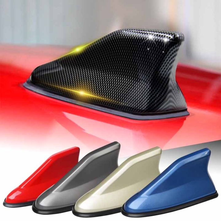 Universal Carbon Fiber Look Car Roof Top Mount Shark Fin Aerial Antenna ...