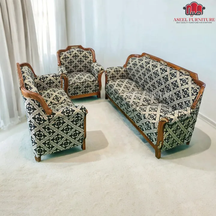 6 Seater Wooden Sofa With Attractive Godi Design Set ASA-1005 | Daraz ...