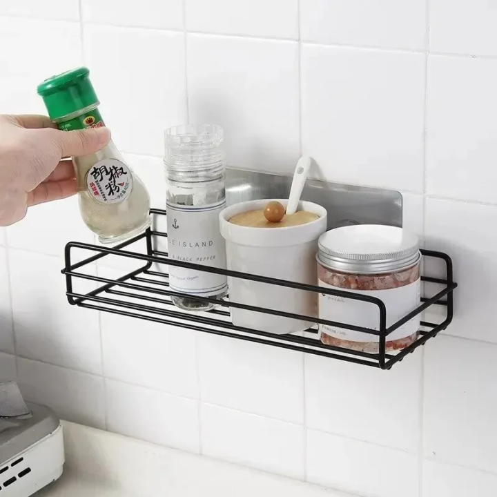 Bathroom Storage Rack Kitchen Organizer Shelf Black Shelves Corner ...