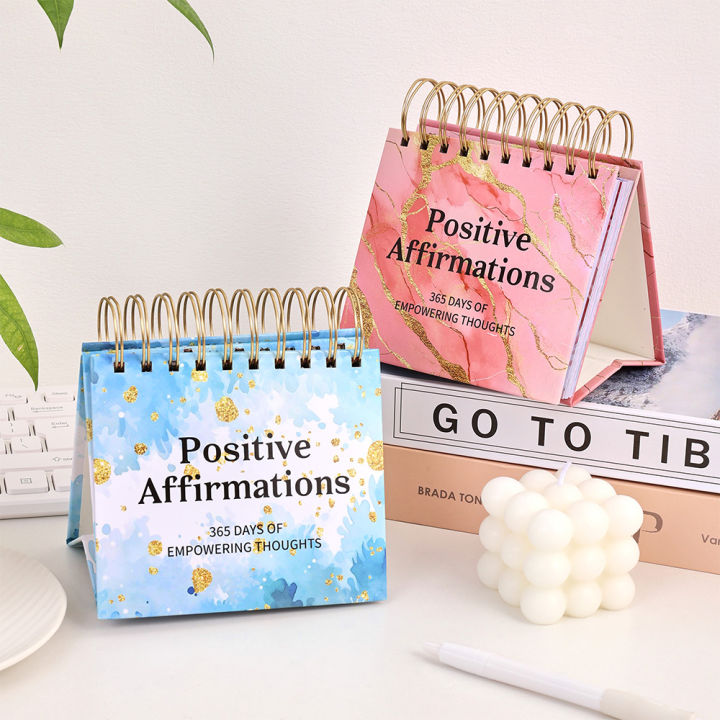 1 pc 365 Days Positive Affirmations Desk Calendar Standing Flip Coil ...