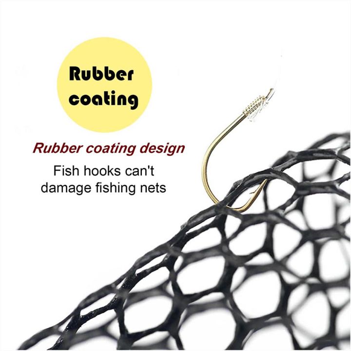 SANLIKE Portable Foldable Fishing Net Rubber Nylon Dip Net 8*8mm Mesh ...