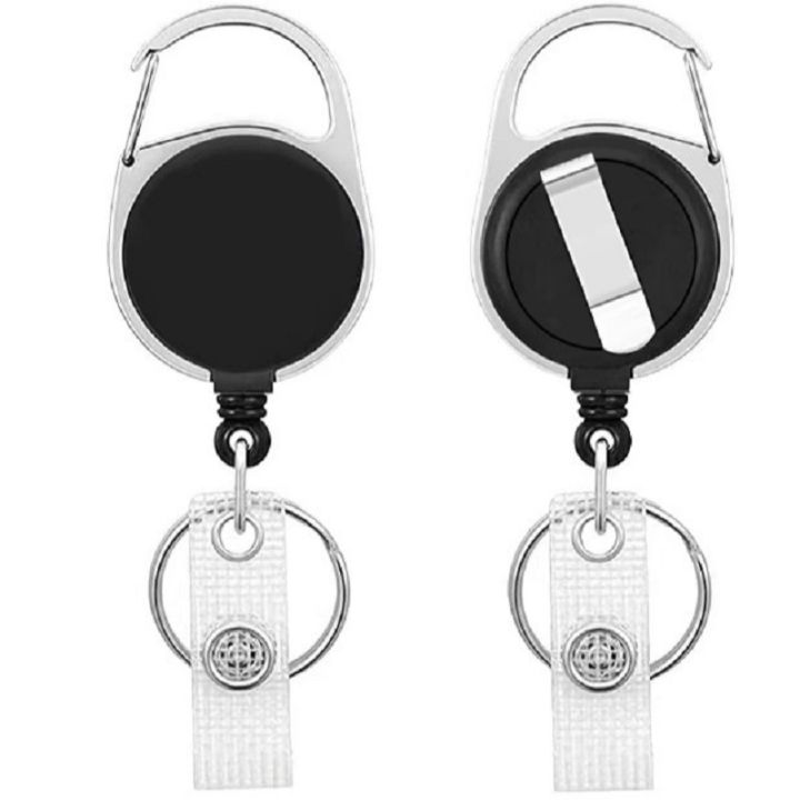 Retractable badge holder with carabiner with ID holder ID card key ...