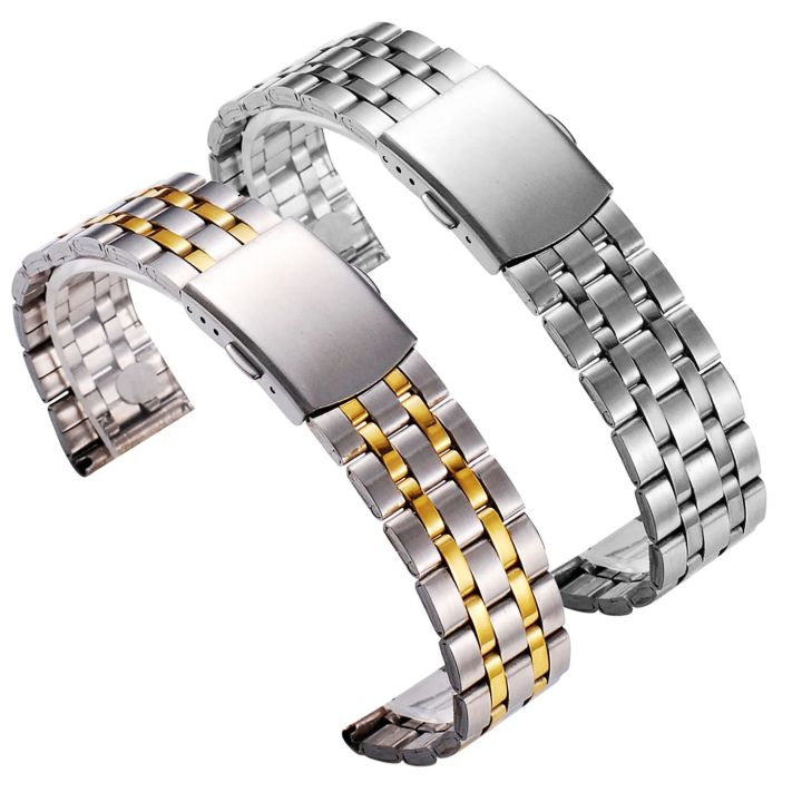 Watch Band 18mm 20mm 22mm Silver Rose Gold Stainless Steel Watch Strap ...