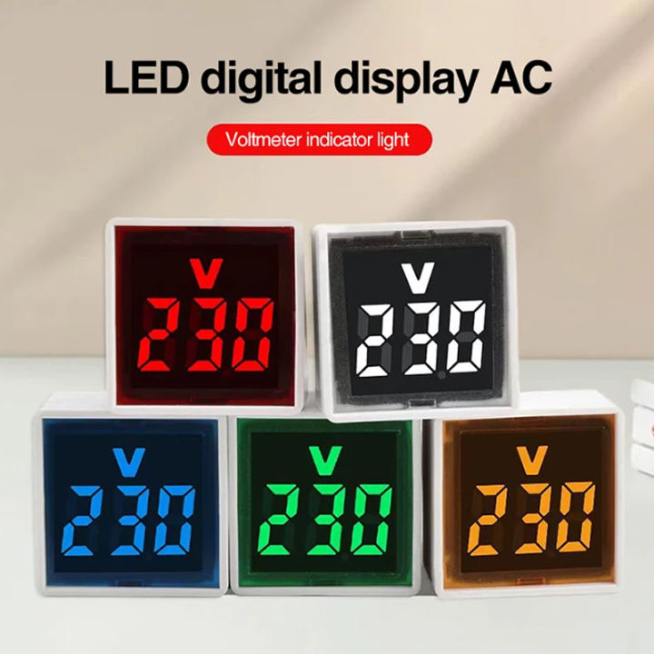 AC 50V-500V Square Voltmeter Digital Voltage Tester Monitor EU Plug LED ...