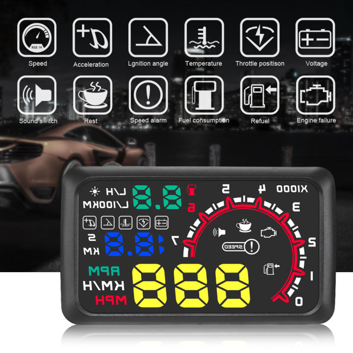 W02 Head up Display OBD Hud On-board Computer Smart Speed Meter ...