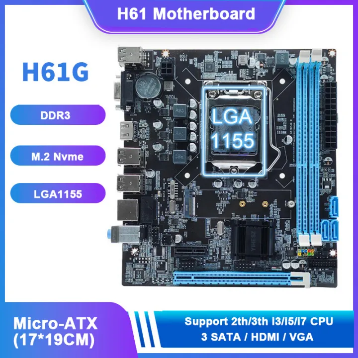 YiHESZ H61 Motherboard LGA 1155 DDR3 Work With 2nd/3rd i3/i5/i7 ...