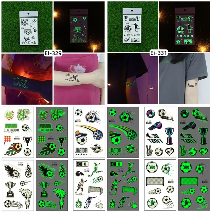 Luminous Glowing Football/Rugby/Trophy Tattoo Stickers Temporary Body ...