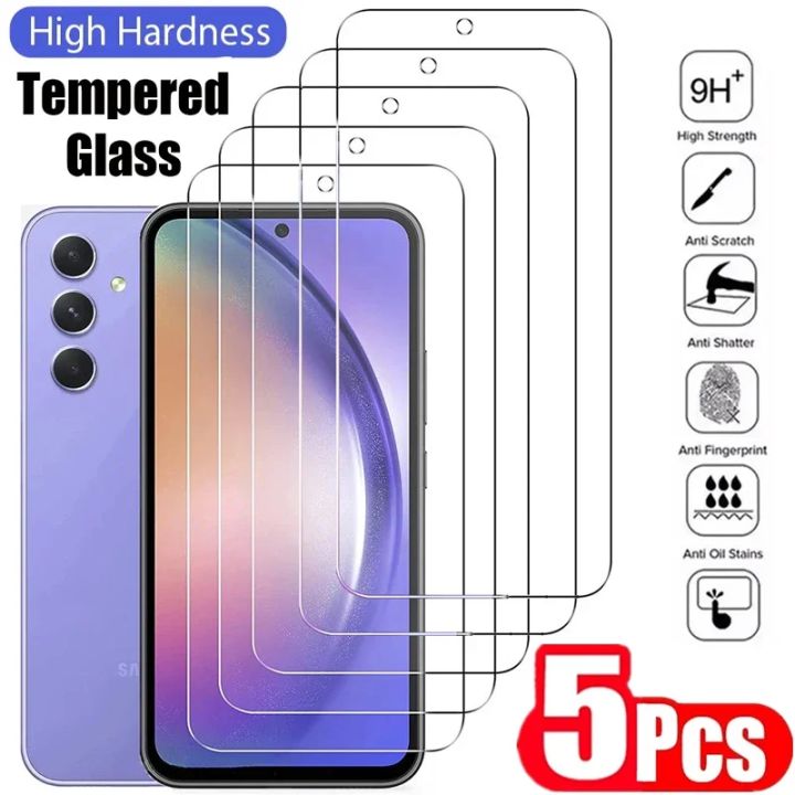 5Pcs Tempered Glass For Samsung Galaxy A35 A54 A13 A53 A52 A12 A22 A33 A32 A06 A52S A73 A05 A04 ...