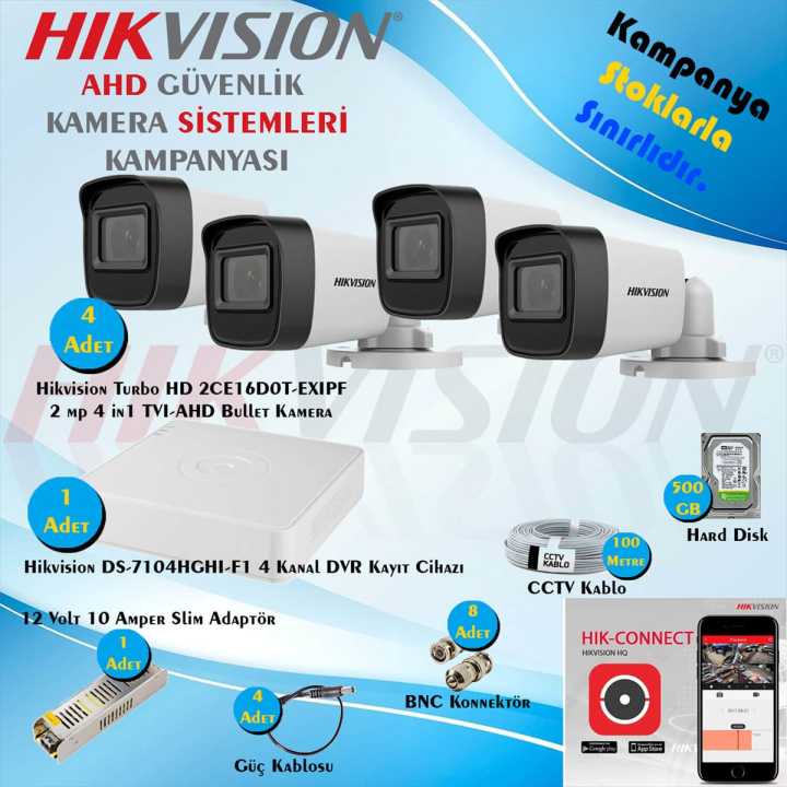 HIKVISION 2 mp 4 channel Night Vision Camera Turbo HD Video Output ...