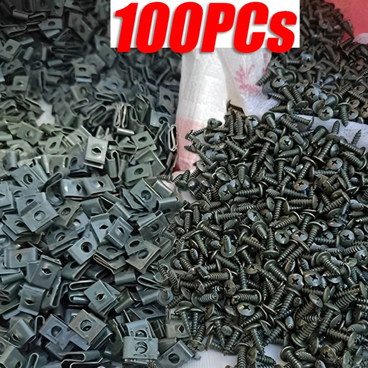 Mixed Car Motorcycles Metal Screw Tapping Fastener Clip U-Type Clip ...