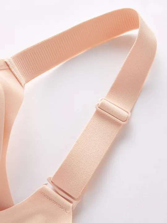 Seamless Wireless Mesh V-Neck Full Coverage Push up Bra Soft Supportive ...
