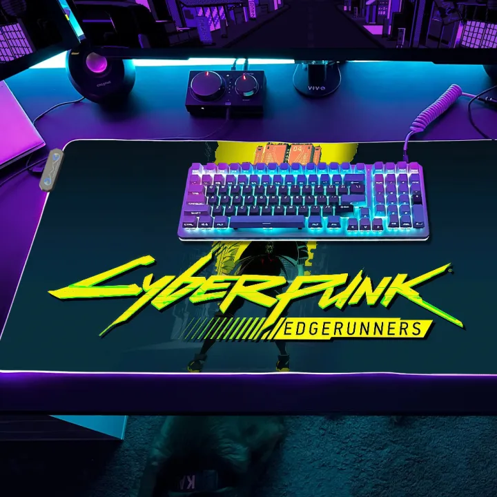 Gaming E-Edgerunners Anime MousePad LED Table Pads Backlit Rubber ...