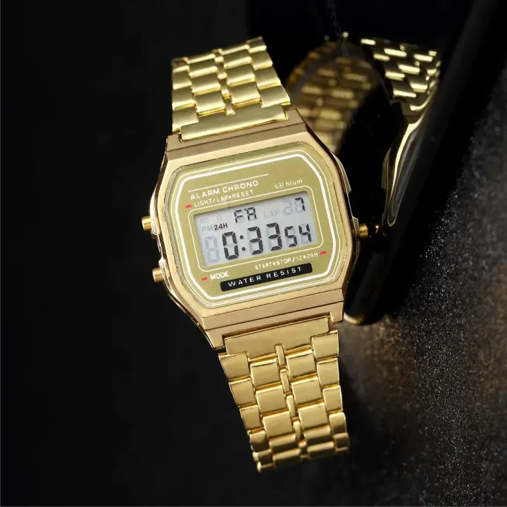 Stainless Steel LED Digital Watches for Men Gold Sliver Luxury ...