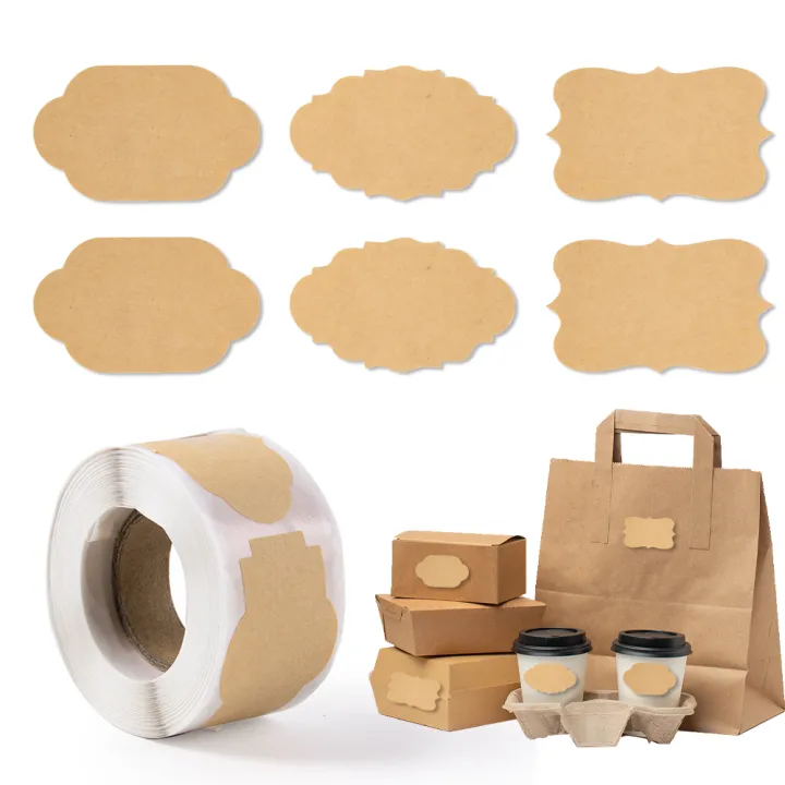 250pcs/Roll Kraft Paper Blank Decoration Labels Sticker Christmas Gift ...
