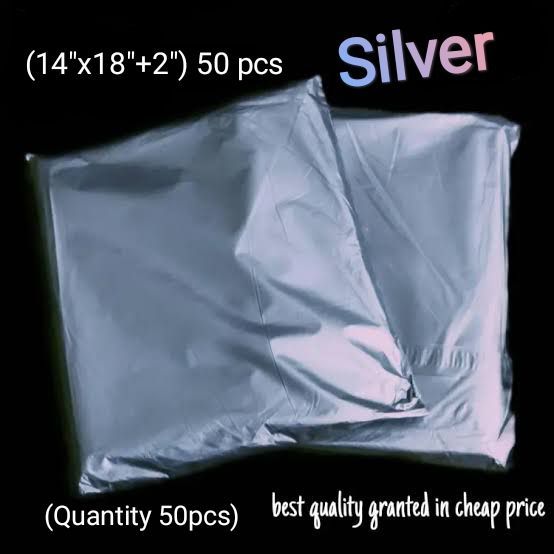 (14x18+2)inch 50 Pcs Silver Courier poly Bag/Parcel poly Bag/Mailer ...